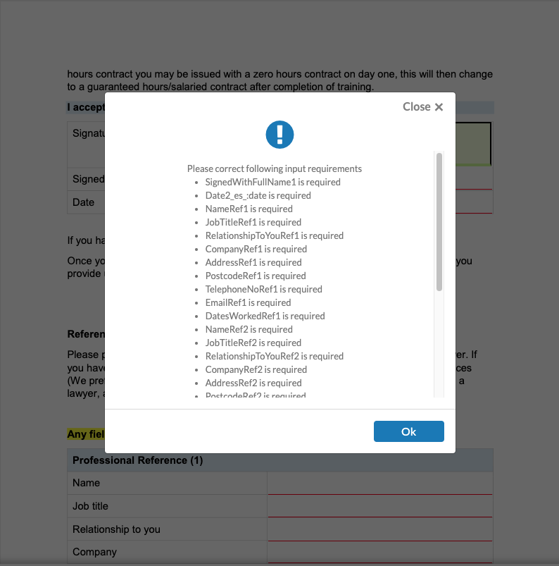 [DMS-2347] Missing required fields are not called out to users; Sertifi will naviagate back to ...